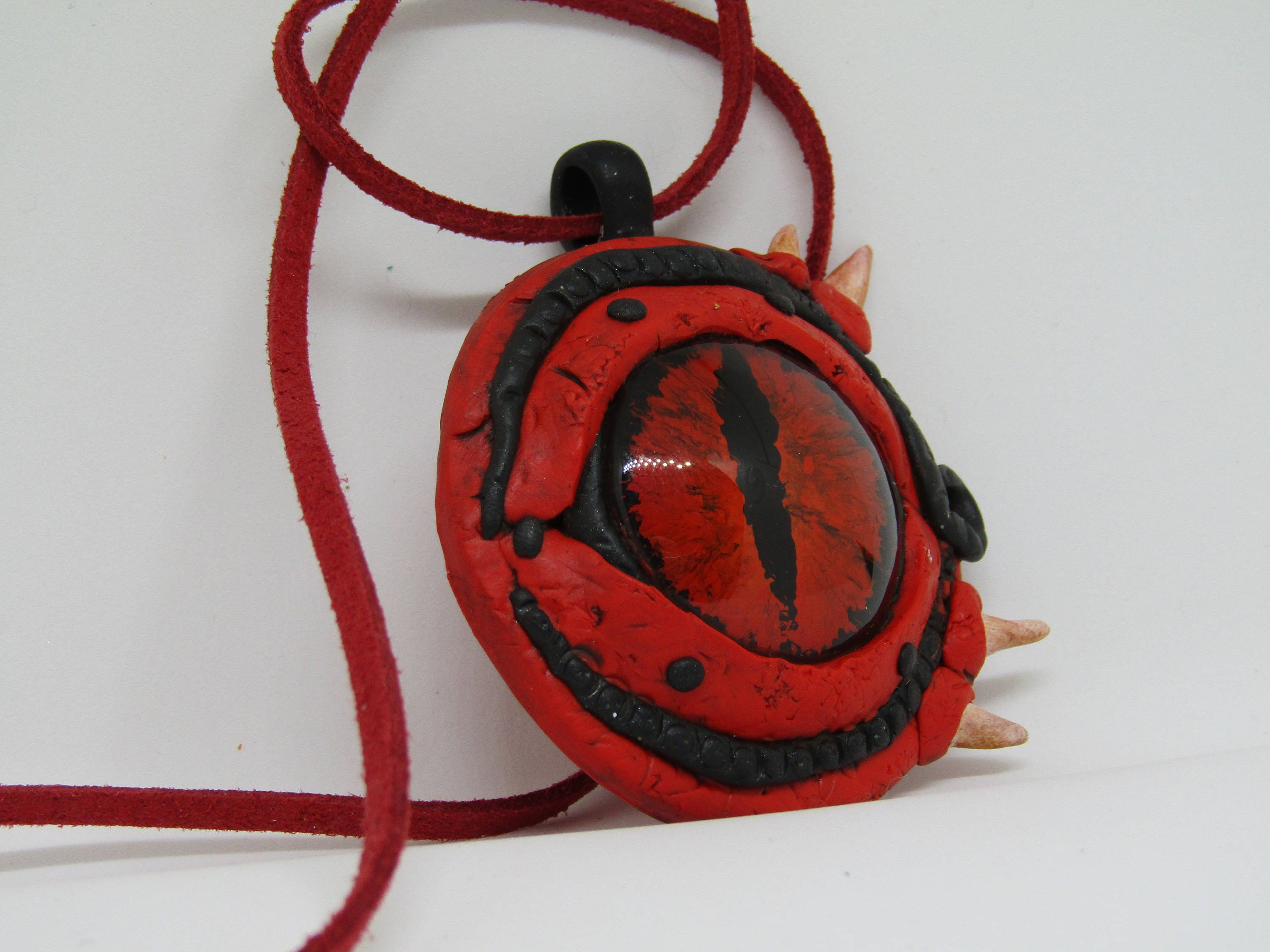 Red Clay Dragon Eye Necklace || Clay Pendant || Gothic Jewelry ...