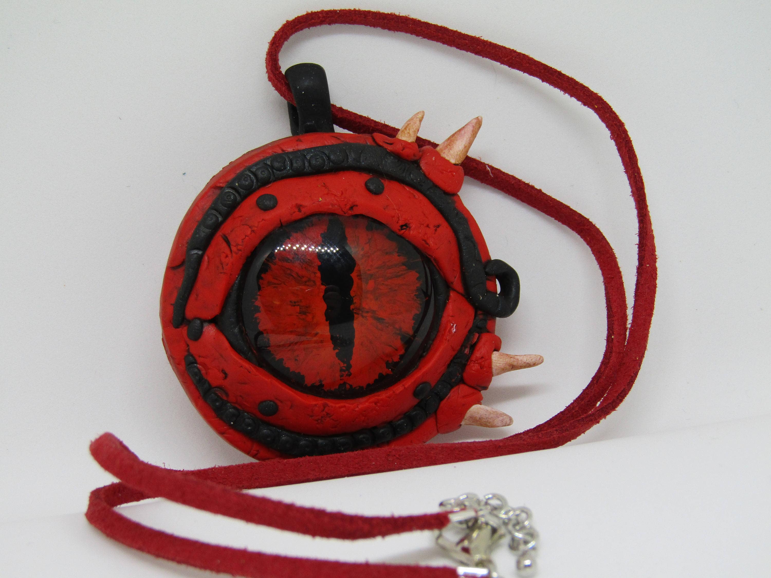 Red Clay Dragon Eye Necklace || Clay Pendant || Gothic Jewelry ...
