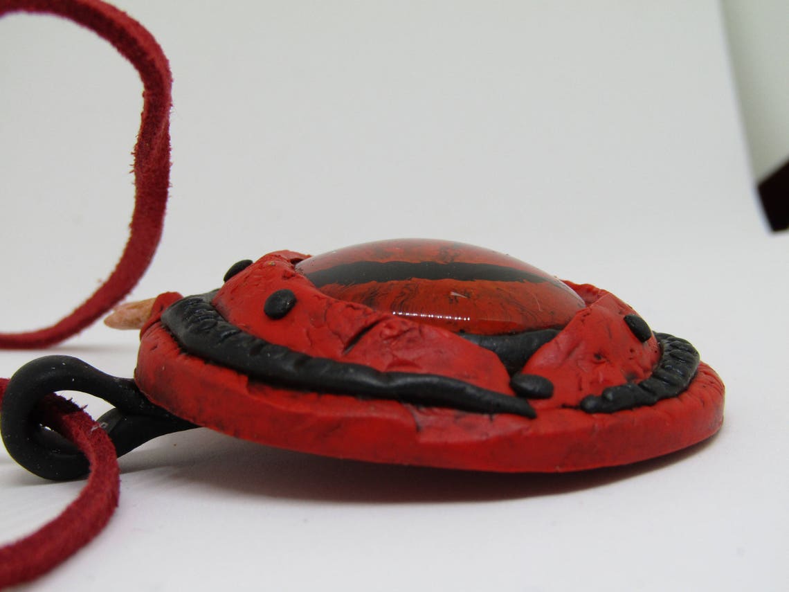 Red Clay Dragon Eye Necklace || Clay Pendant || Gothic Jewelry ...