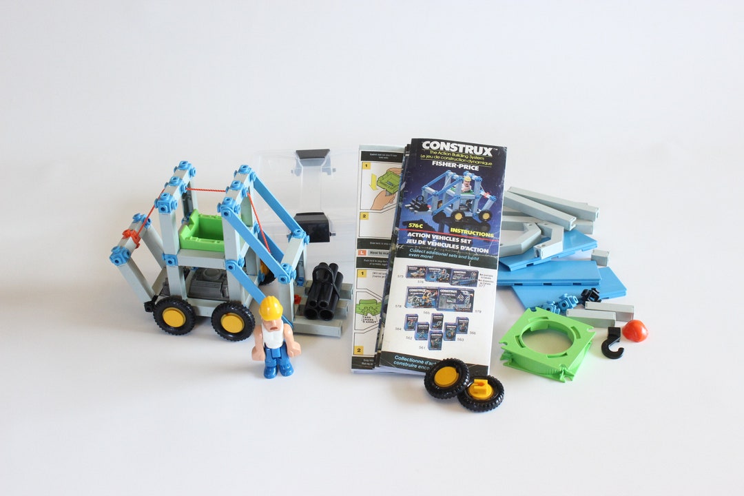 Vintage Fisher Price CONSTRUX Playset, #576 Action Vehicles Set, 1983 ...