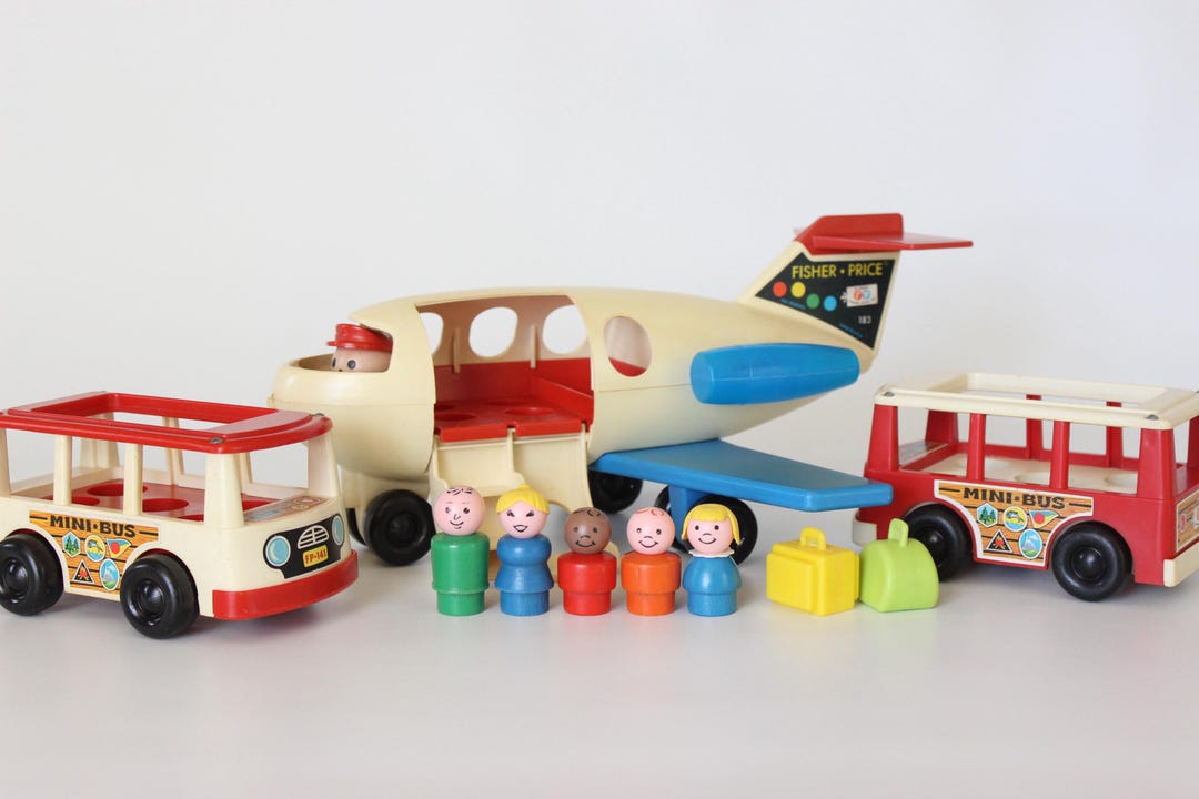 Vintage Fisher Price AIRPLANE, Minibus & Travelers! Fisher Price ...