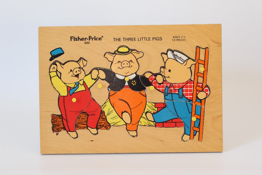 Vintage Fisher Price Pick-up and Peek PUZZLE, #520 the Three Little ...