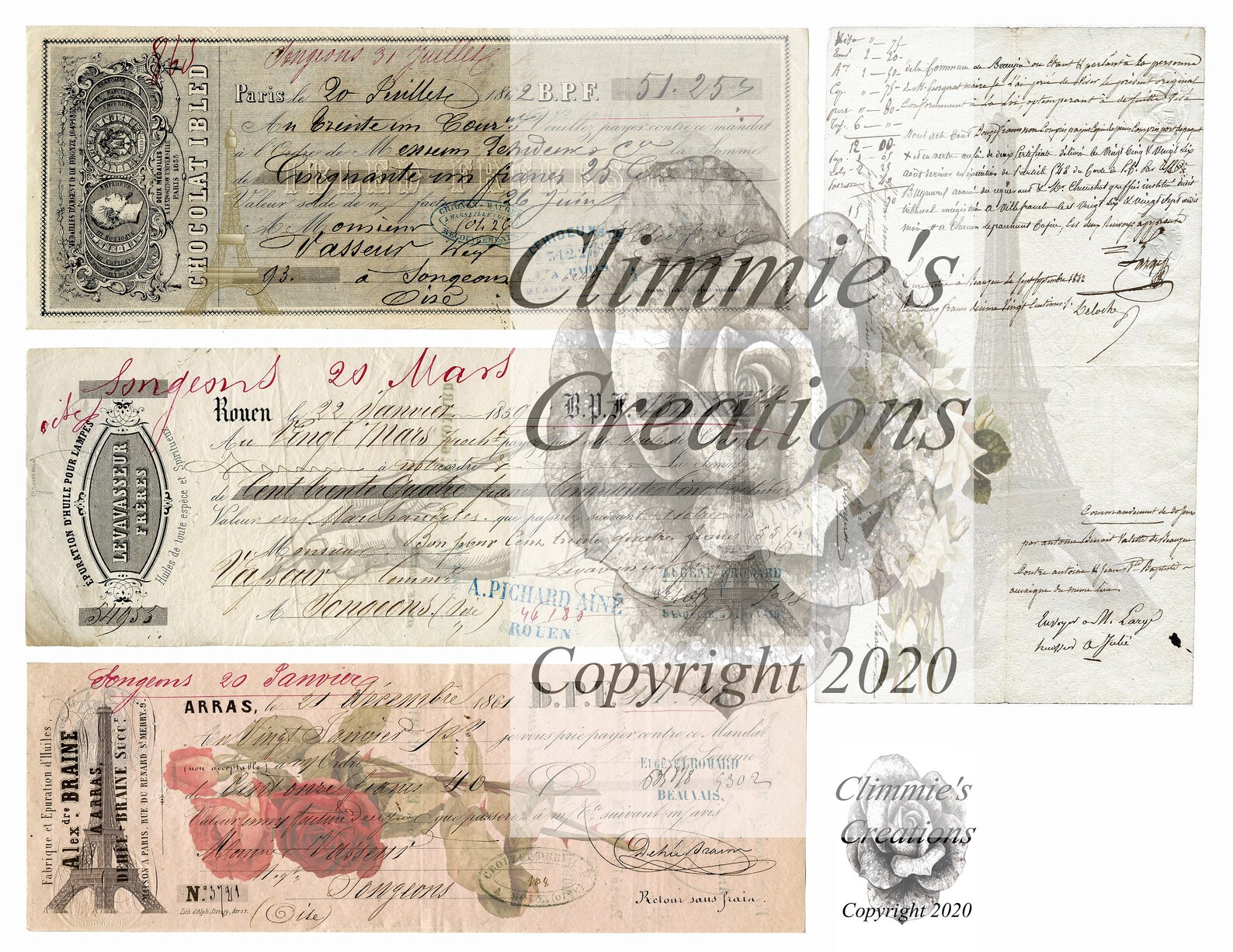 Vintage French Ephemera Digital Set 1 - Etsy