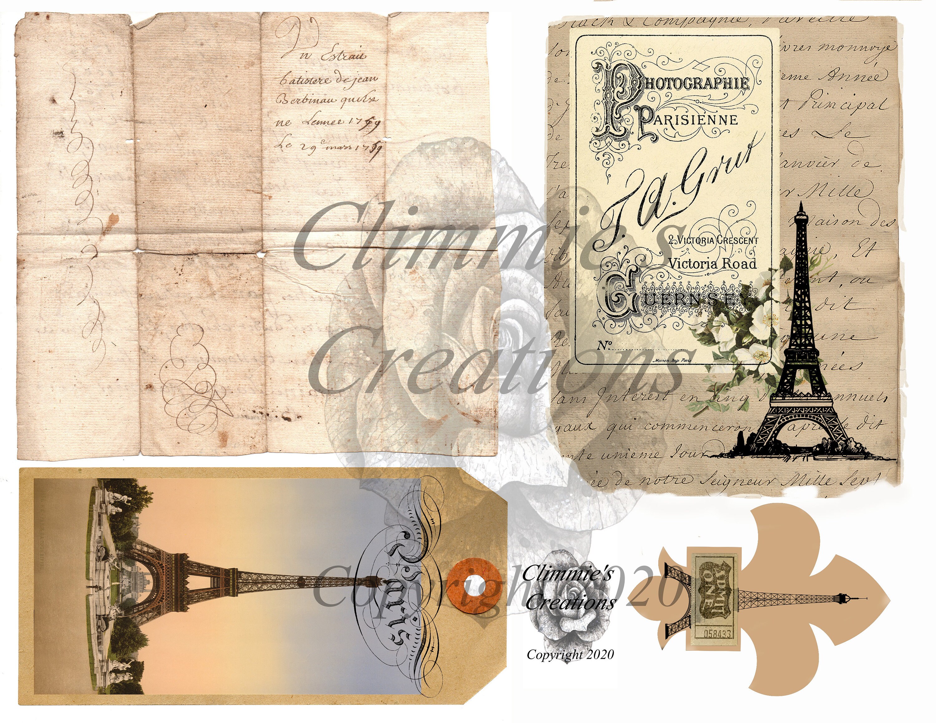 Vintage French Ephemera Digital Set 1 - Etsy