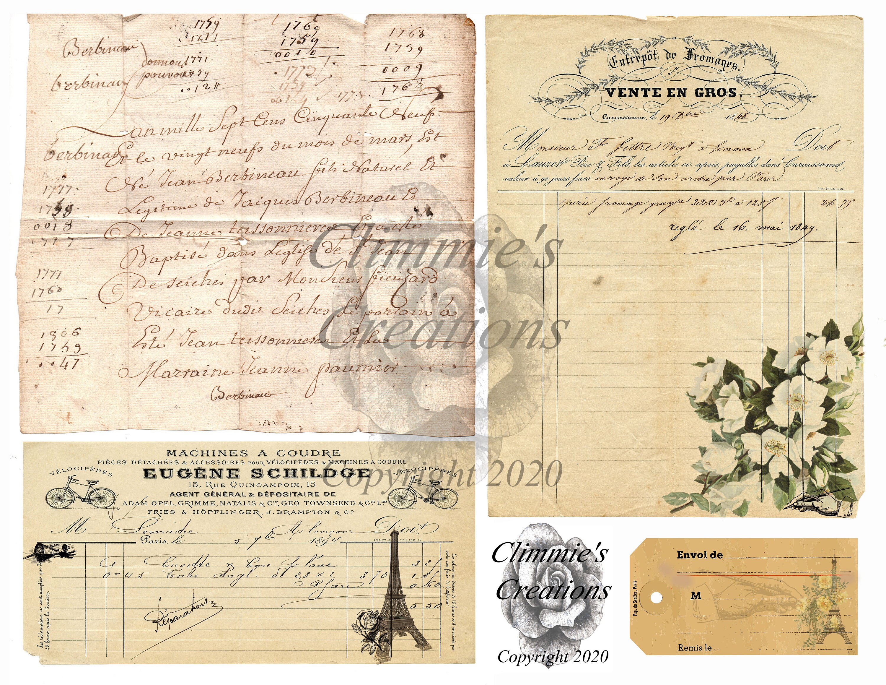 Vintage French Ephemera Digital Set 1 - Etsy