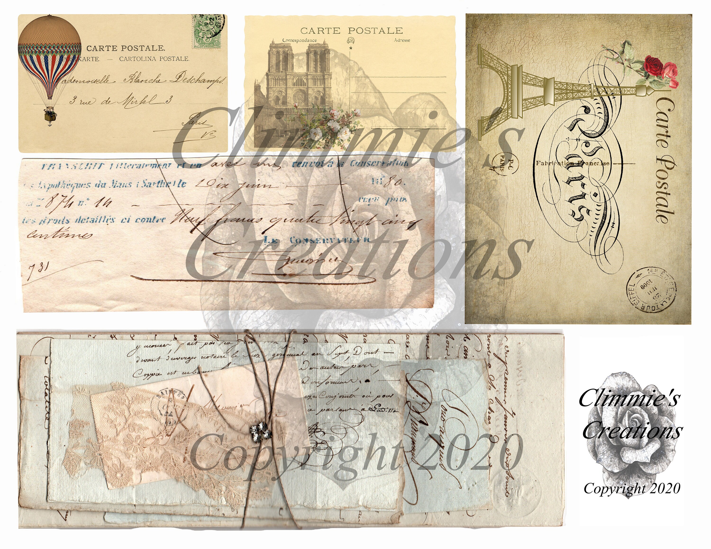 Vintage French Ephemera Digital Set 1 - Etsy
