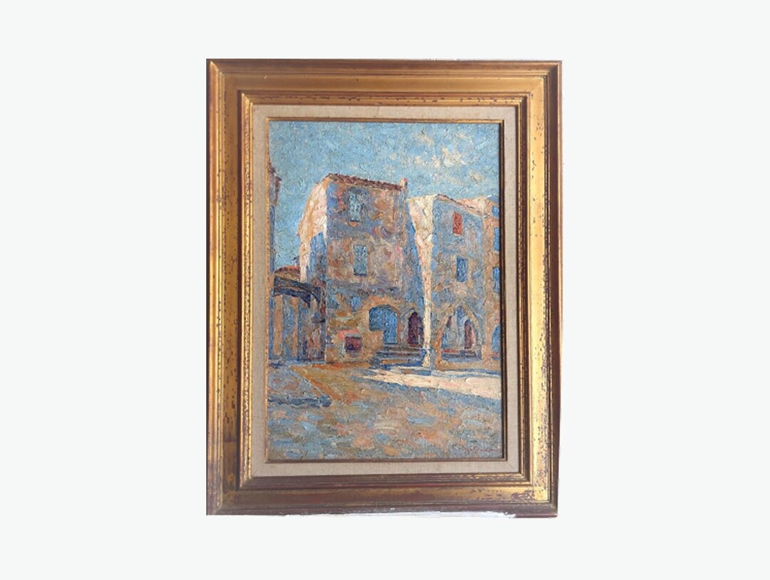 Provence Street Scene • French Vintage Oil Painting of Antibes ...