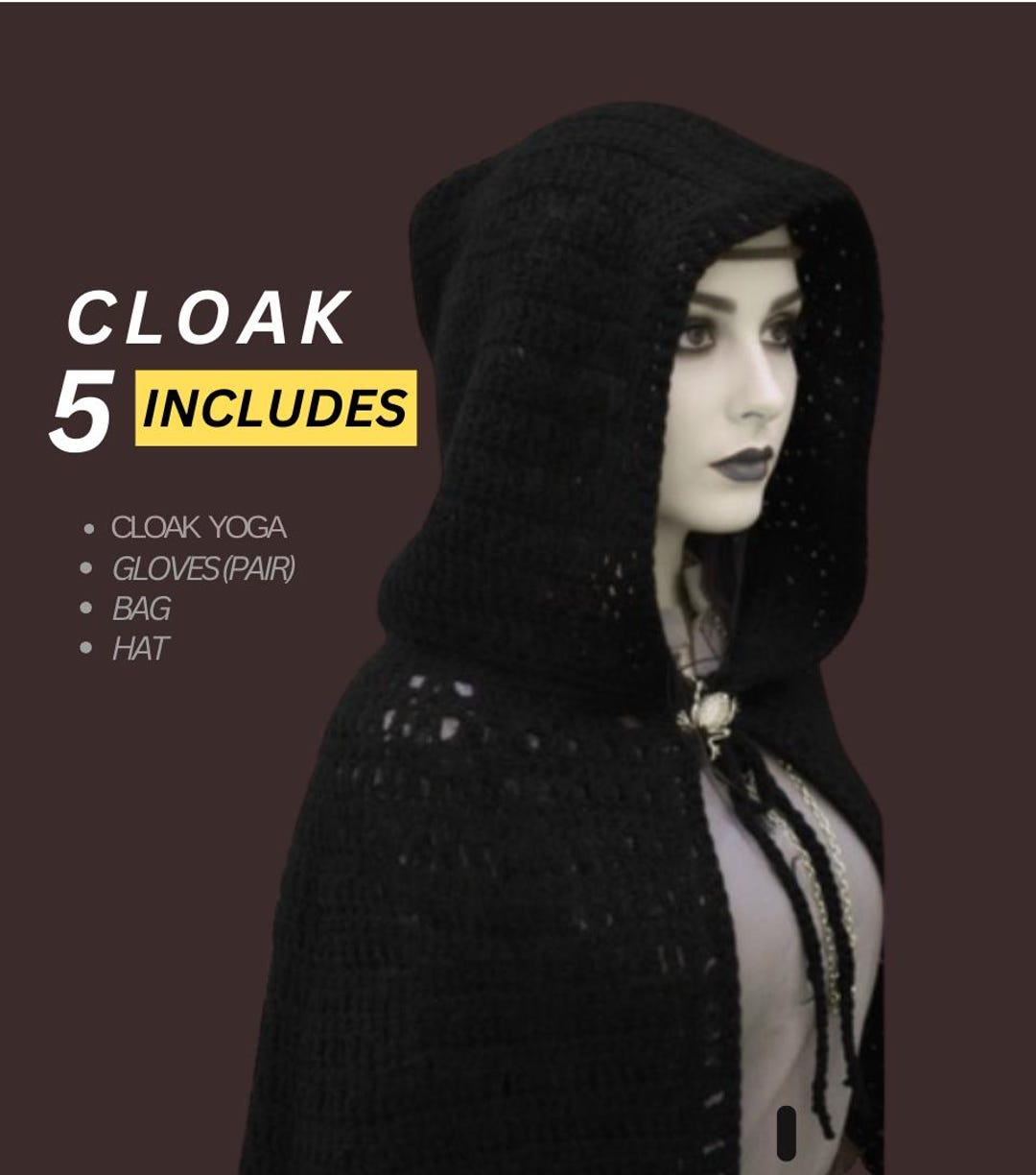 Gothic Cloak Crochet Pattern Set – PDF Bundle With Gloves, Hat, Bag ...