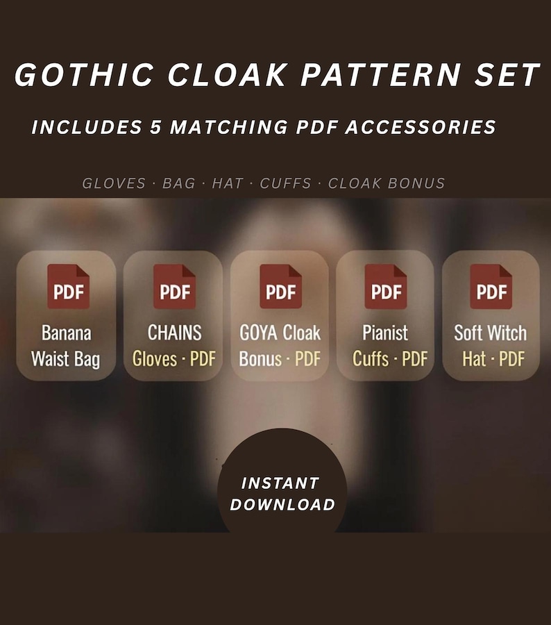 Gothic Cloak Crochet Pattern Set – PDF Bundle With Gloves, Hat, Bag ...