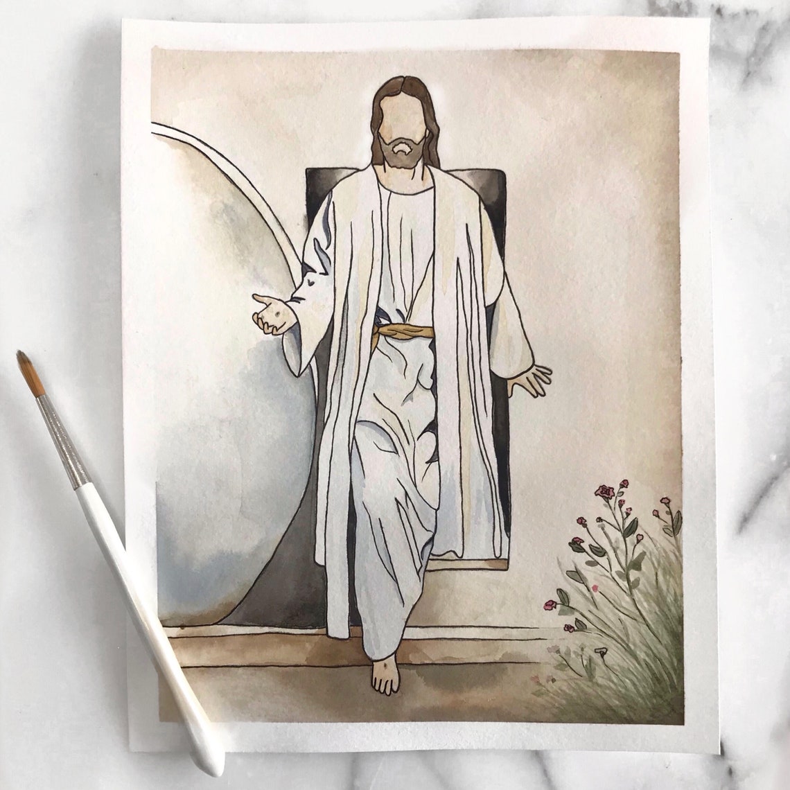 Faceless Watercolor Resurrected Christ Etsy