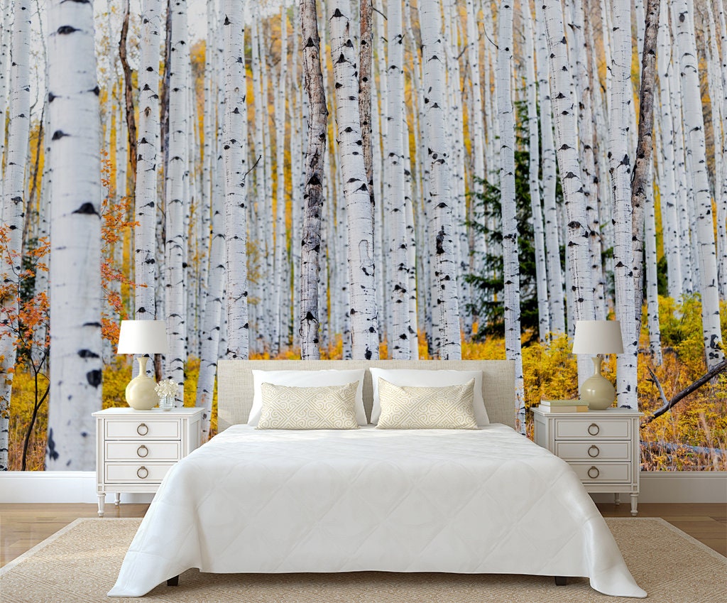 Aspen Trees Removable Fabric Wallpaper,peel and Stick，self Adhesive ...