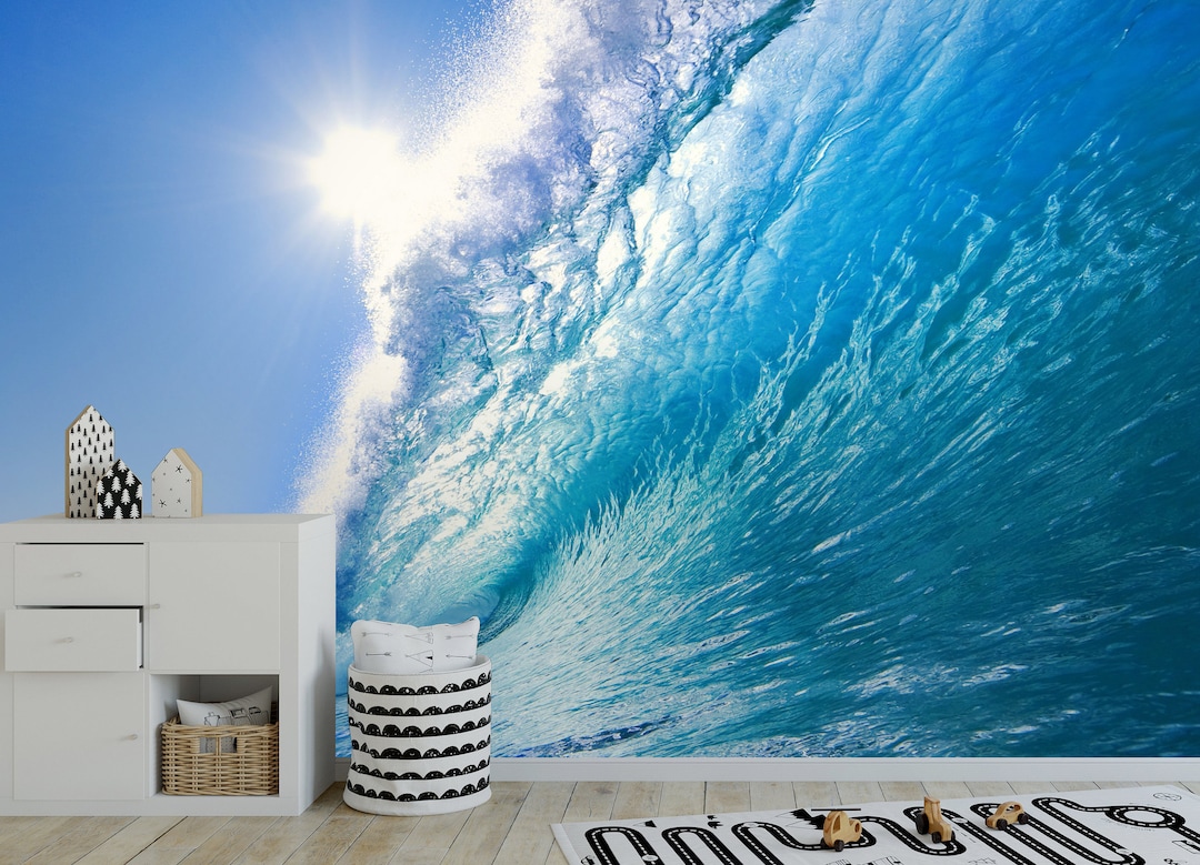 Blue Ocean Wave Removable Fabric Wallpaper，peel and Stick Self Adhesive ...