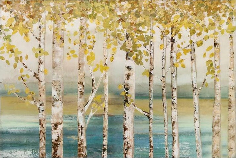 Hand Drawn Watercolor Birch Forest Removable Wall Fabric - Etsy
