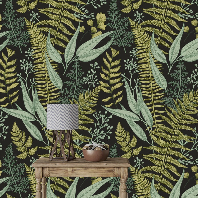 Botanical Fern Wallpaper Mural Removable Wallpaper Self - Etsy