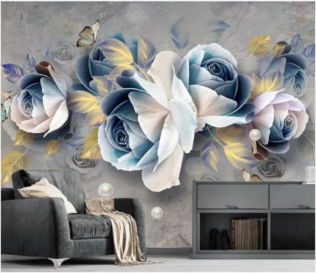3D Embossed Rose European Retro Removable Fabric Wallpaper Peel and ...