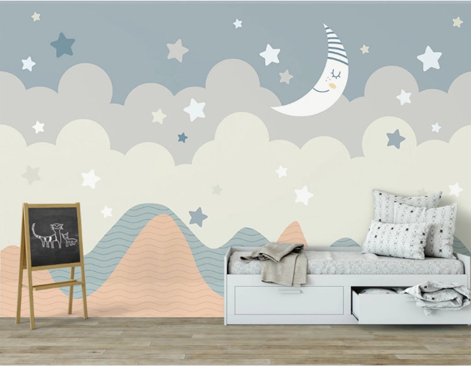 Cartoon Children's Room Removable Wall Fabric Wallpaper - Etsy