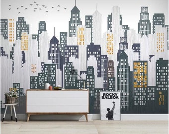 Architectural Building Illustration Design Wallpaper Self Adhesive Peel ...