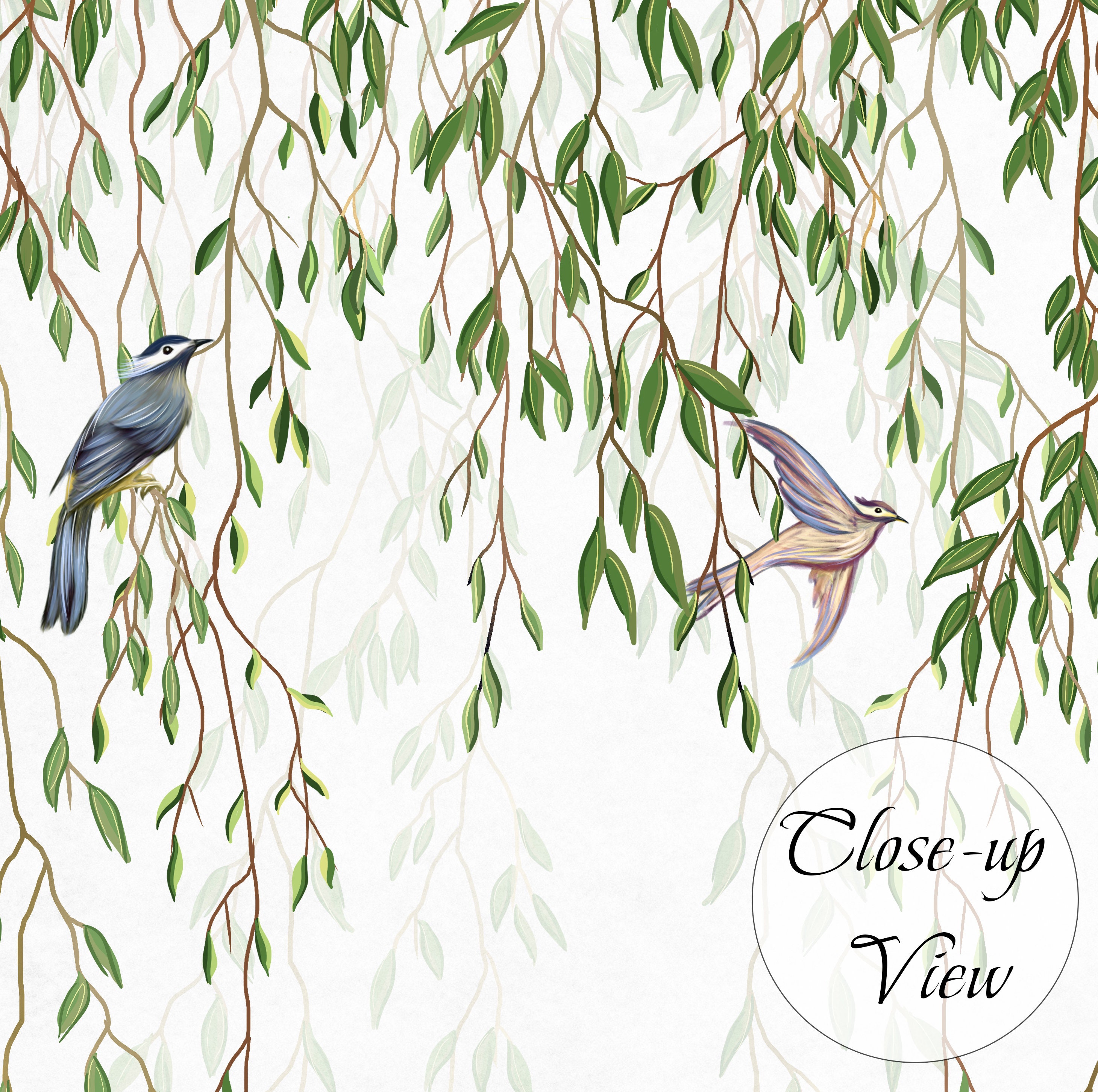 Willow Branches Removable Fabric Wallpaper,peel and Stick，self Adhesive ...