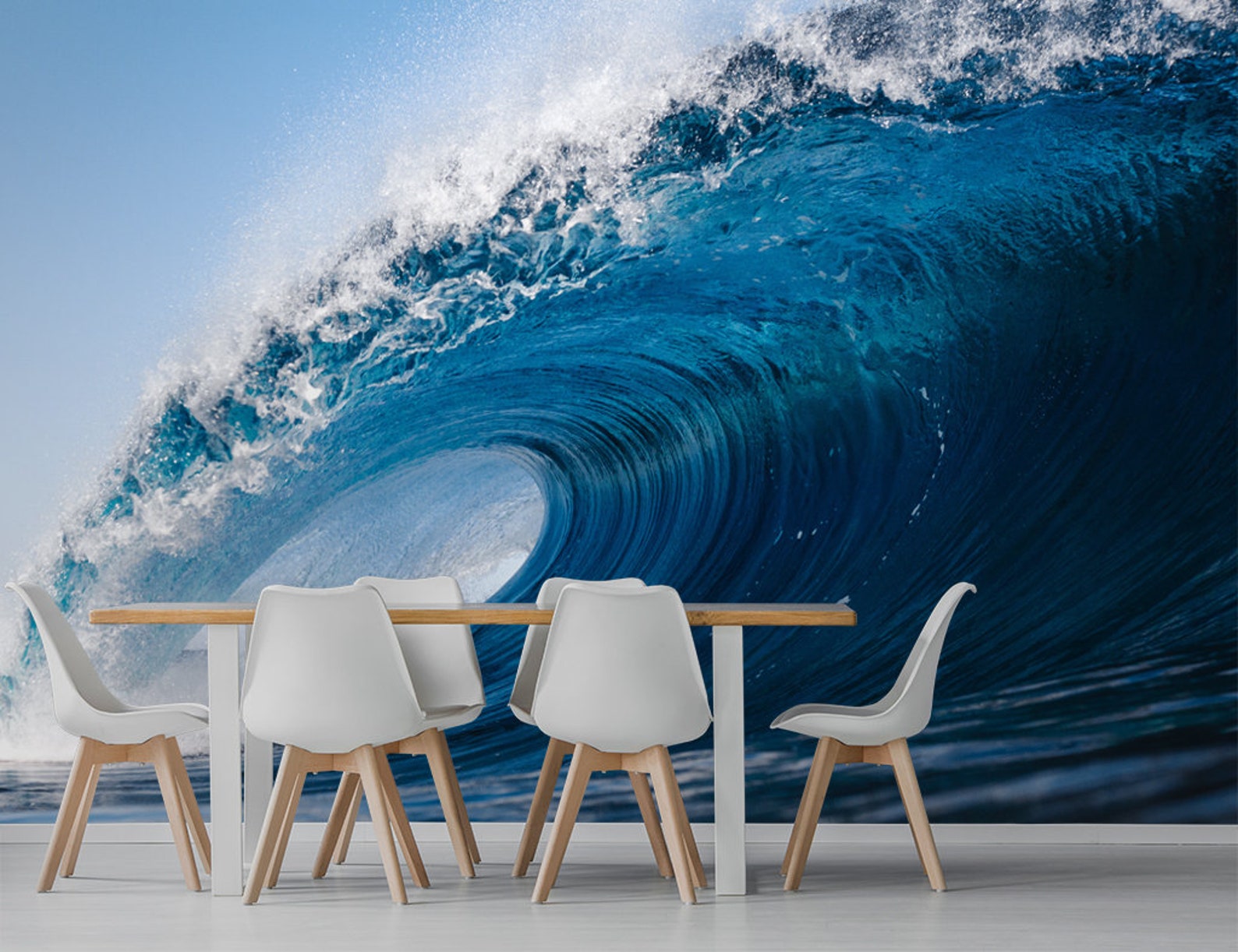Heavy Wave Breaking on a Beach in Spain Removable Fabric Wallpaper，peel ...