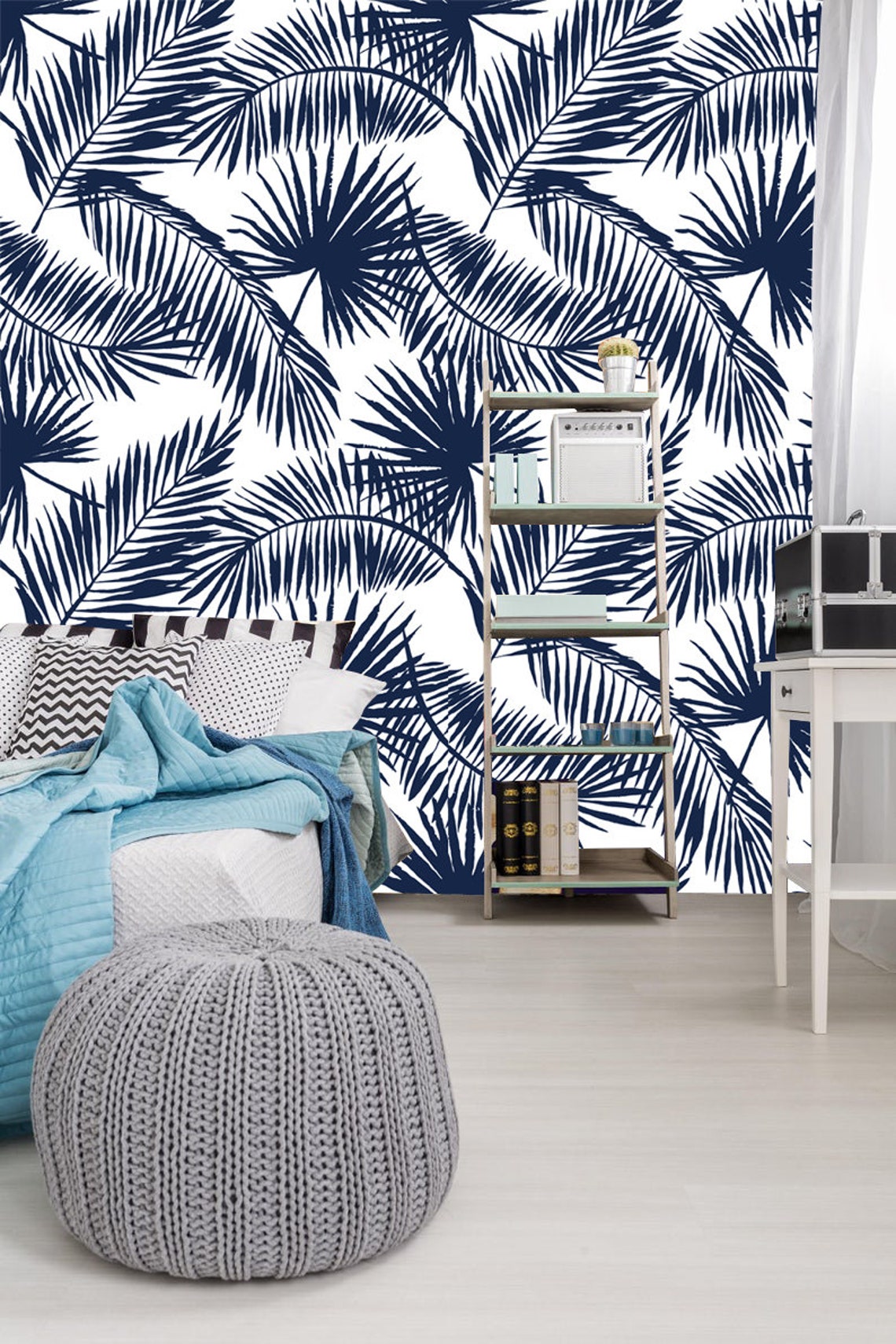 Tropical Palm Leaf Removable Wallpaper Peel & Stick Mural | Etsy