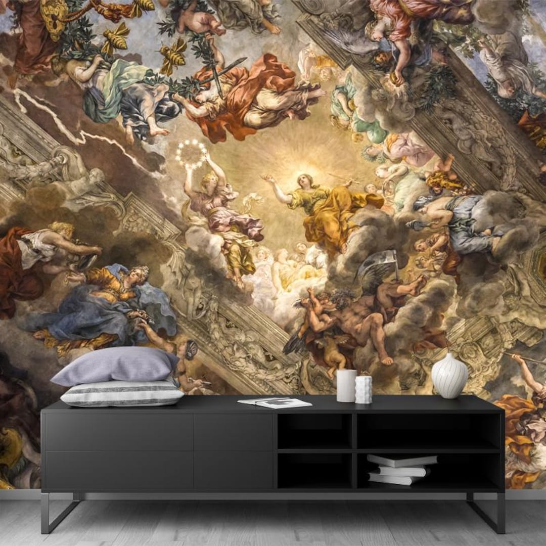 Palazzo Barberini Wallpaper - Baroque Ceiling Mural - Vintage Italian ...