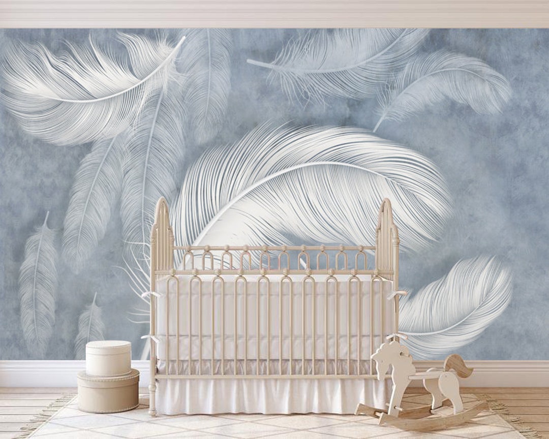 Feathers Modern Removable Fabric Wallpaper,peel and Stick，self Adhesive ...