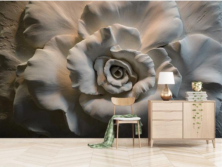 3D Embossed Effect Rose Removable Fabric Wallpaper Peel and - Etsy