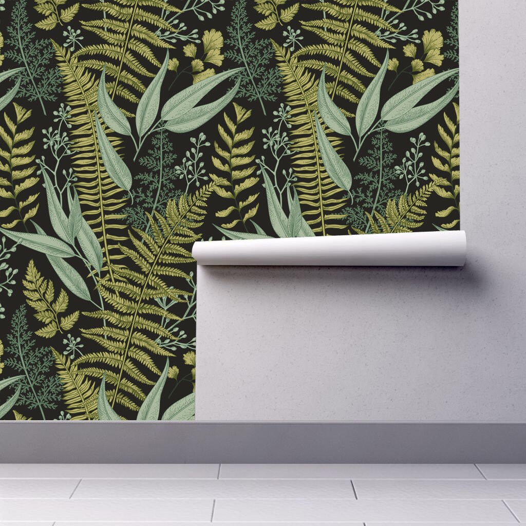 Botanical Fern Wallpaper Mural Removable Wallpaper Self - Etsy