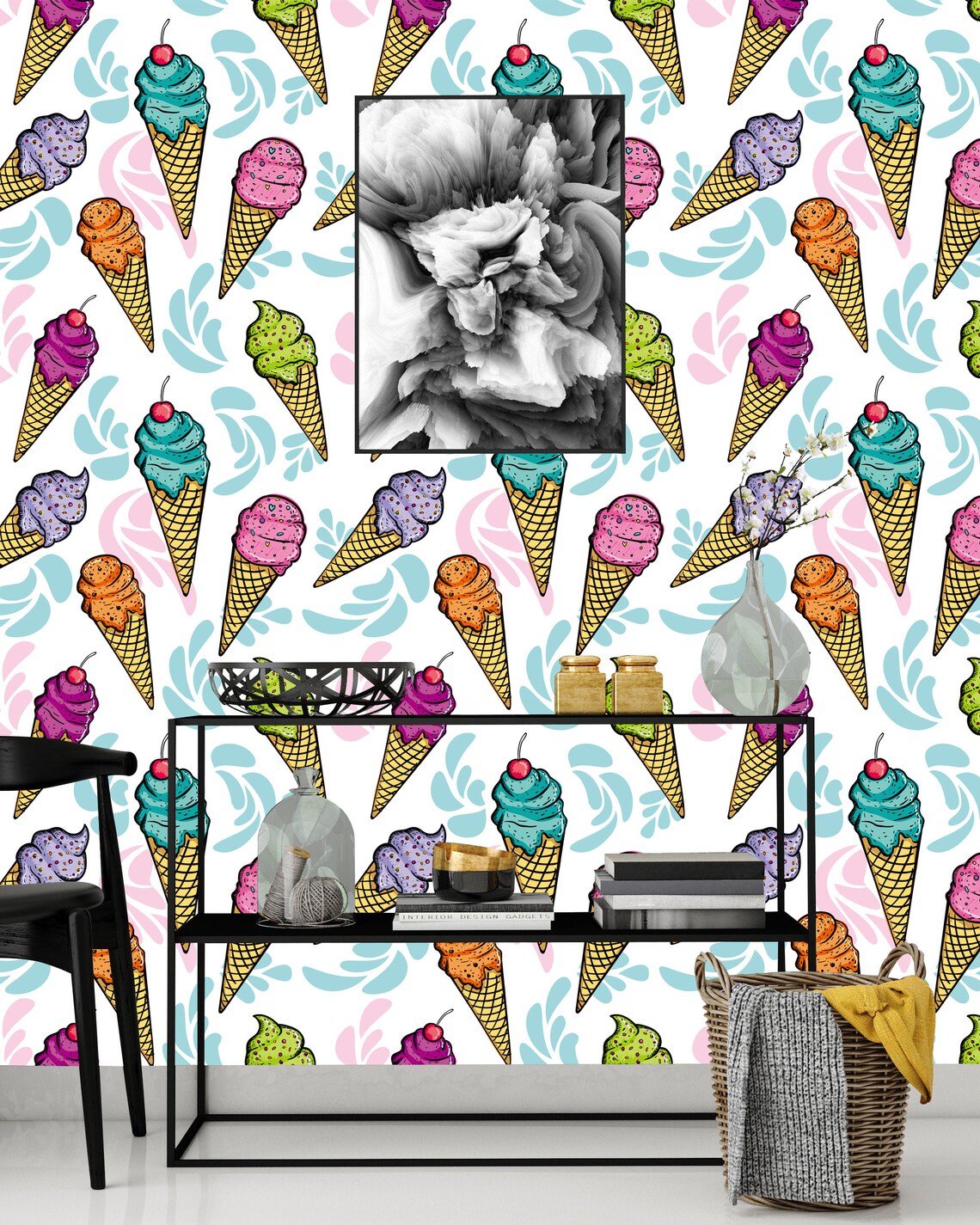 Colorful Ice Cream Wallpaper Removable Wallpaper Peel & Stick Nursery ...