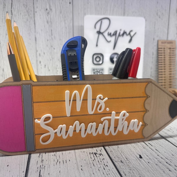 Custom Teacher Name Pencil Caddy - Etsy