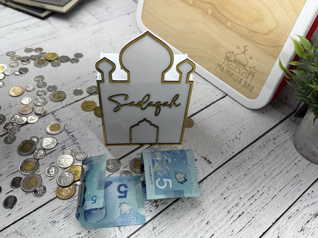 Mosque Shaped Sadaqah Box, Islamic Charity Box for Coins and Notes ...