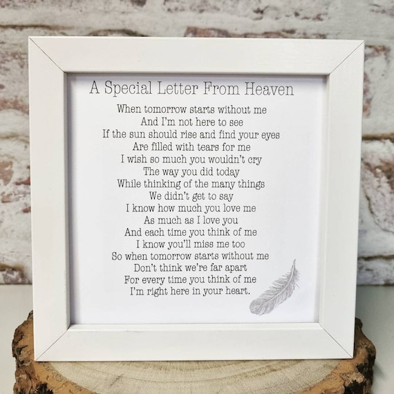 A Special Letter From Heaven Framed Letter Memory Gift | Etsy UK