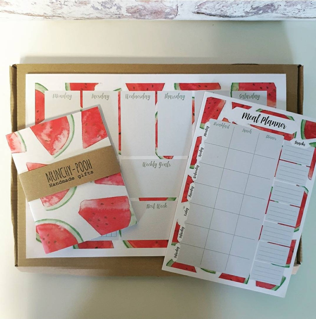 Watermelon Stationery Gift Set: A4 Planner, A5 Meal Planner, A6 Notepad ...