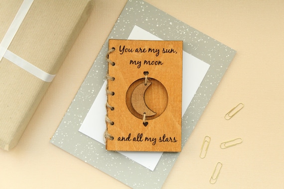 Sun Moon and Stars Wood Card Personalised Valentines Card - Etsy