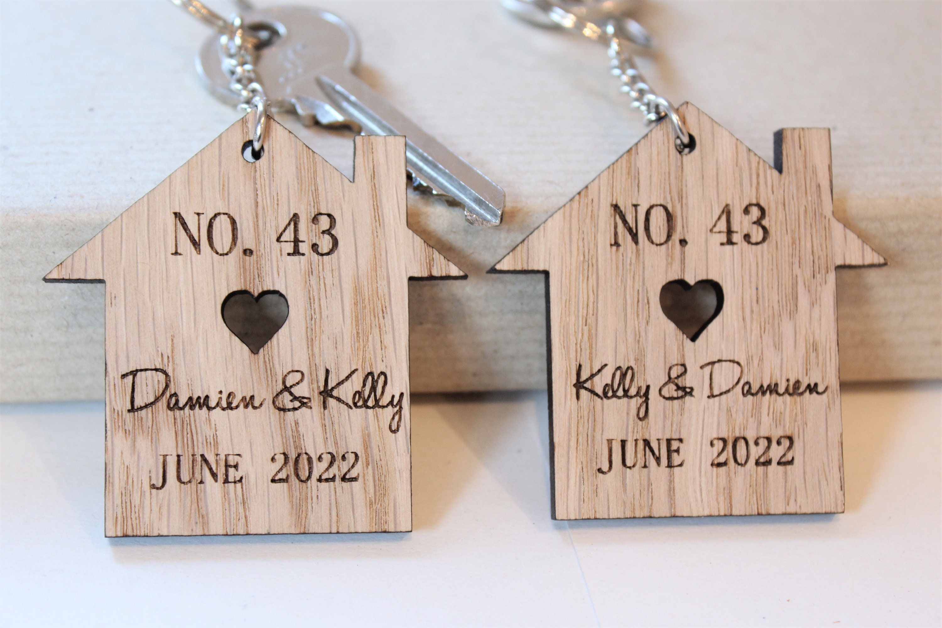 Personalised Set of 2 New Home Keyrings Couples First Home - Etsy