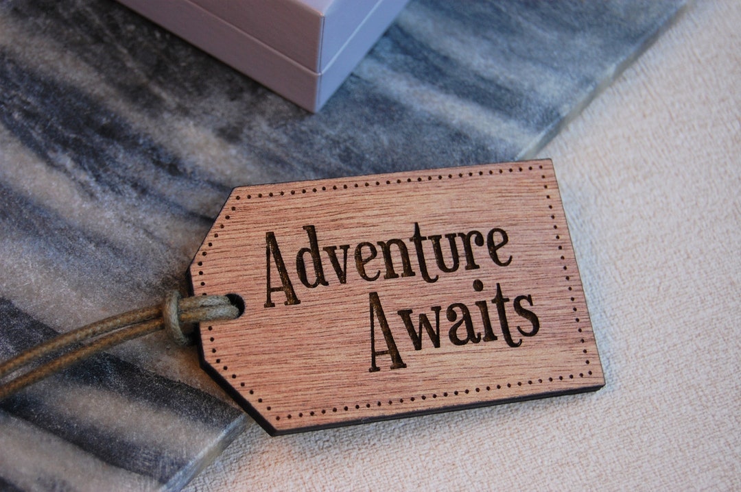 Wooden Luggage Tag, Adventure Awaits, Travel Gift, Adventure Gift, Gift ...