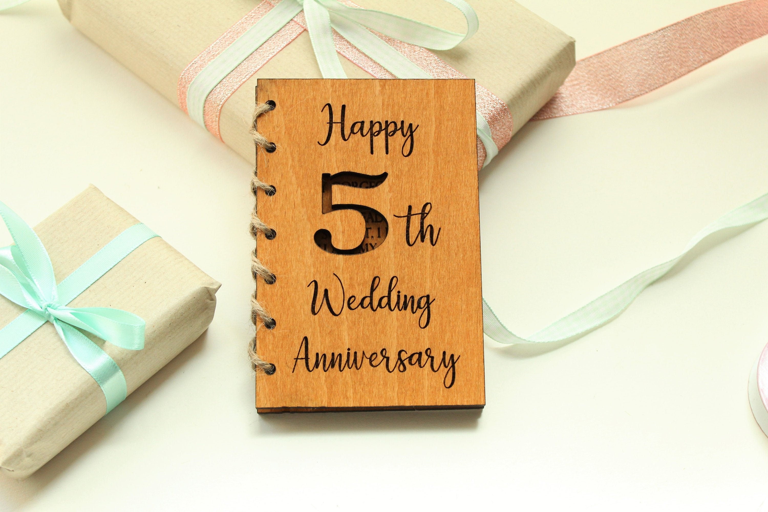 5th Anniversary Card Personalised Wooden Engraved Card 5 Year - Etsy UK