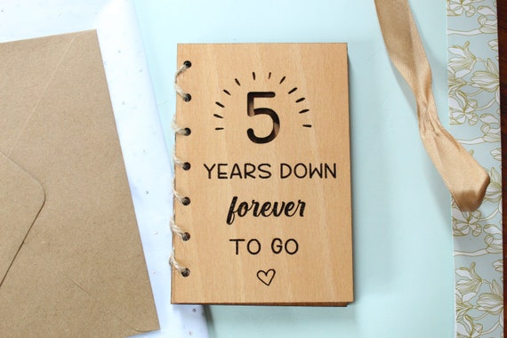5th Anniversary Card Wood Card Personalised Anniversary | Etsy