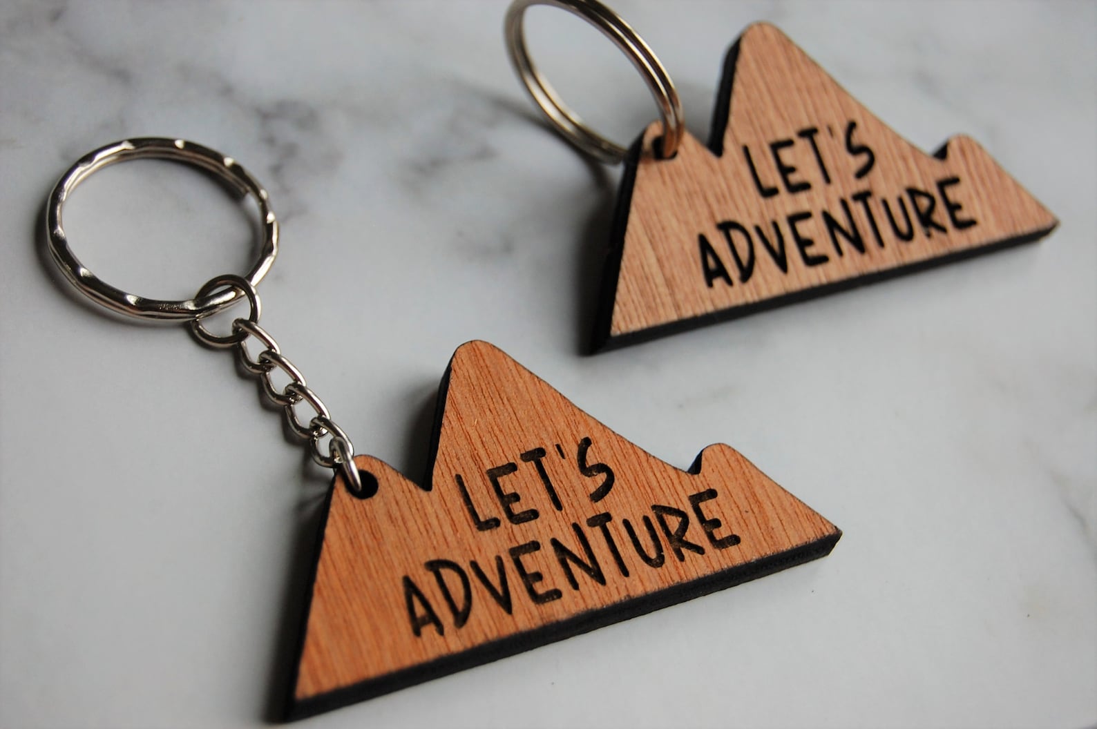 Let's Adventure Keyring, Travel Wooden Keyring, Mountain Keyring ...