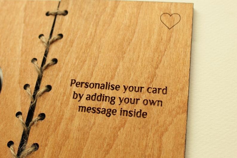 5th Anniversary Card Personalised Wooden Engraved Card 5 Year | Etsy