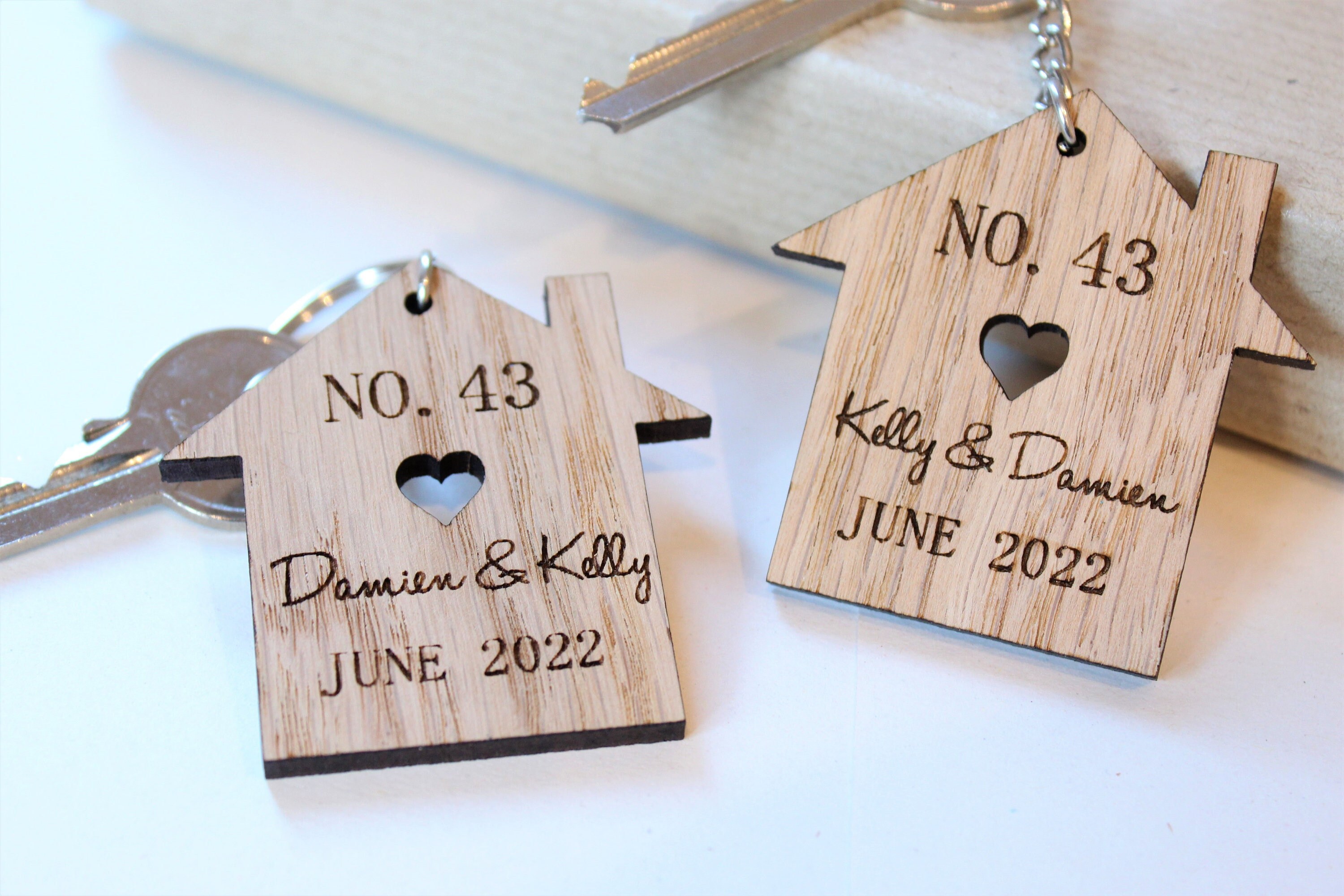 Personalised Set of 2 New Home Keyrings Couples First Home - Etsy
