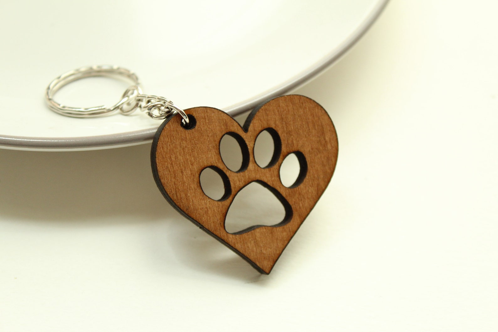 Wooden Paw Keyring, Dog Lover, Cat Lover Gift, Keyring Accessory ...