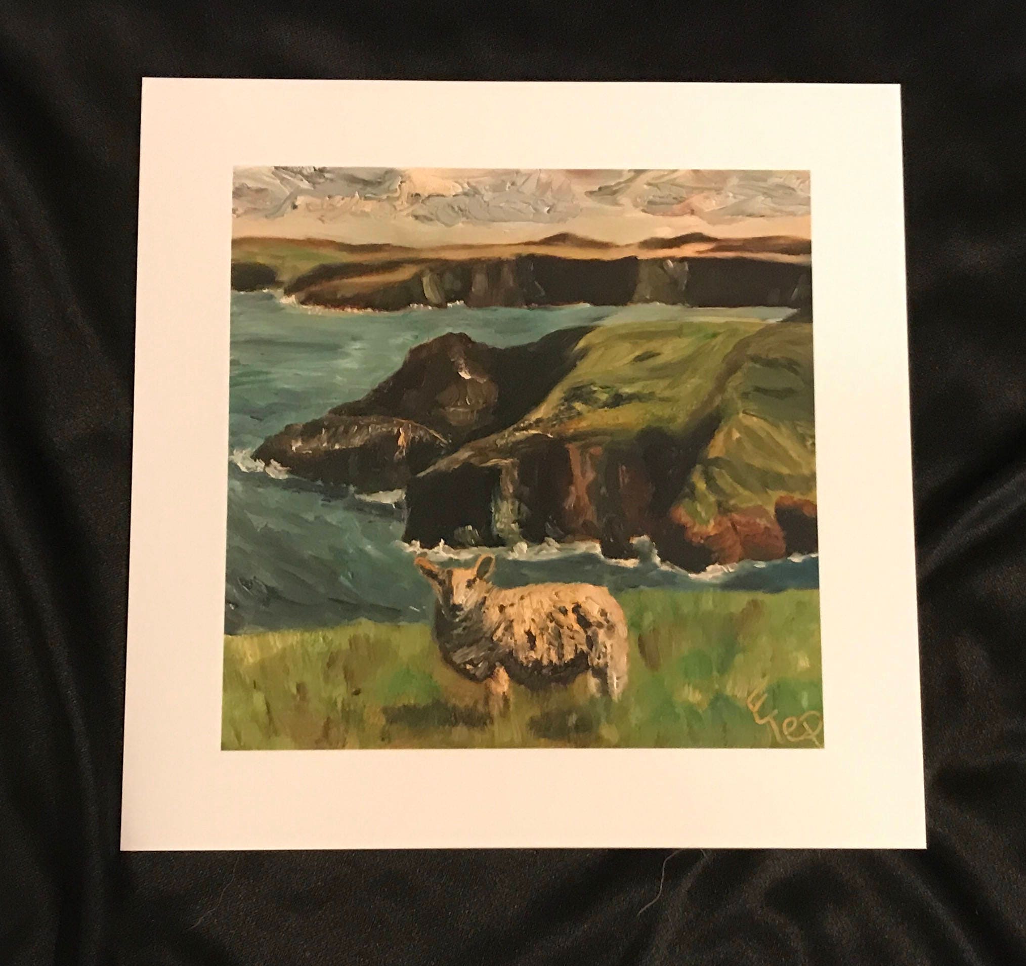 Art Print / Welsh Sheep by the Sea / Seascape / Ocean Cliffs / Digital ...