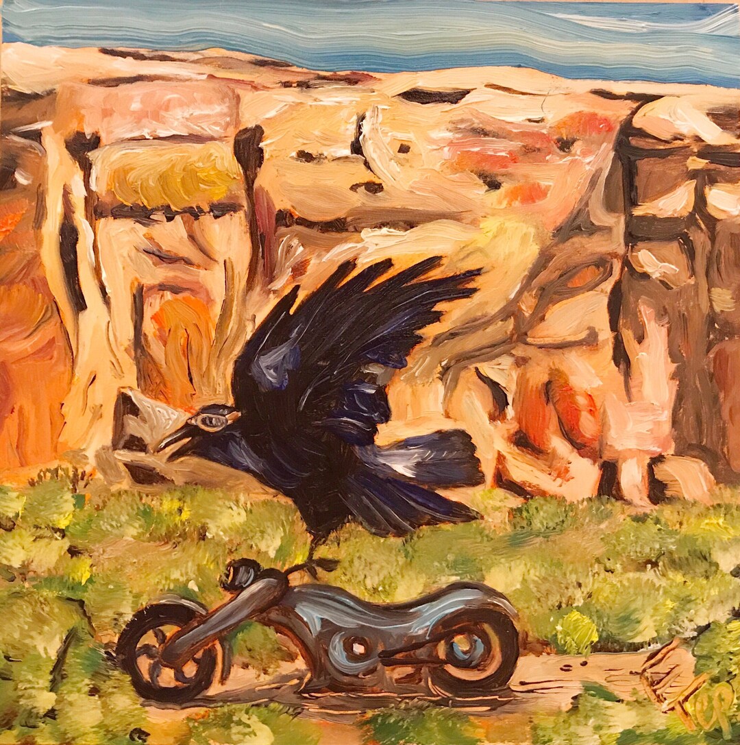 Art Print / Crowtorcycle Diaries / Crow on Motorcycle / Tiny - Etsy