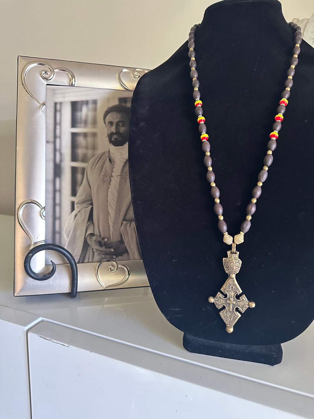 Ethiopian Coptic Cross With Olive Wood Beads Rasta Necklace - Etsy