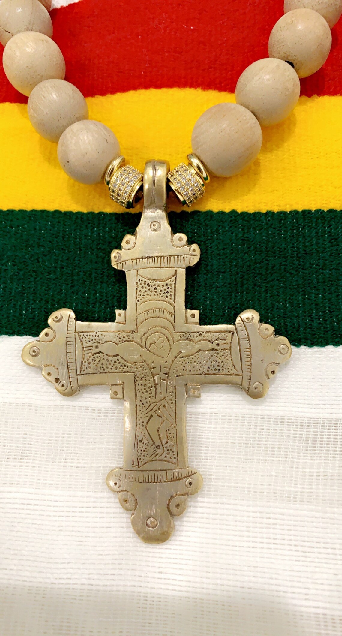 Ethiopian Coptic Cross Rasta Necklace Ethiopian Meskel - Etsy