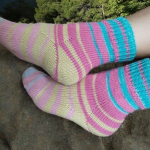 Handmade Striped Socks - Hand-knitted Casual Footwear Warm, Comfortable ...