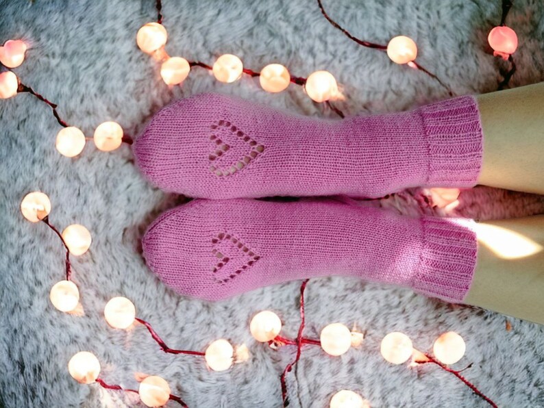 Hand-knitted Wool Socks: Ruffled Merino Heart Socks - Etsy