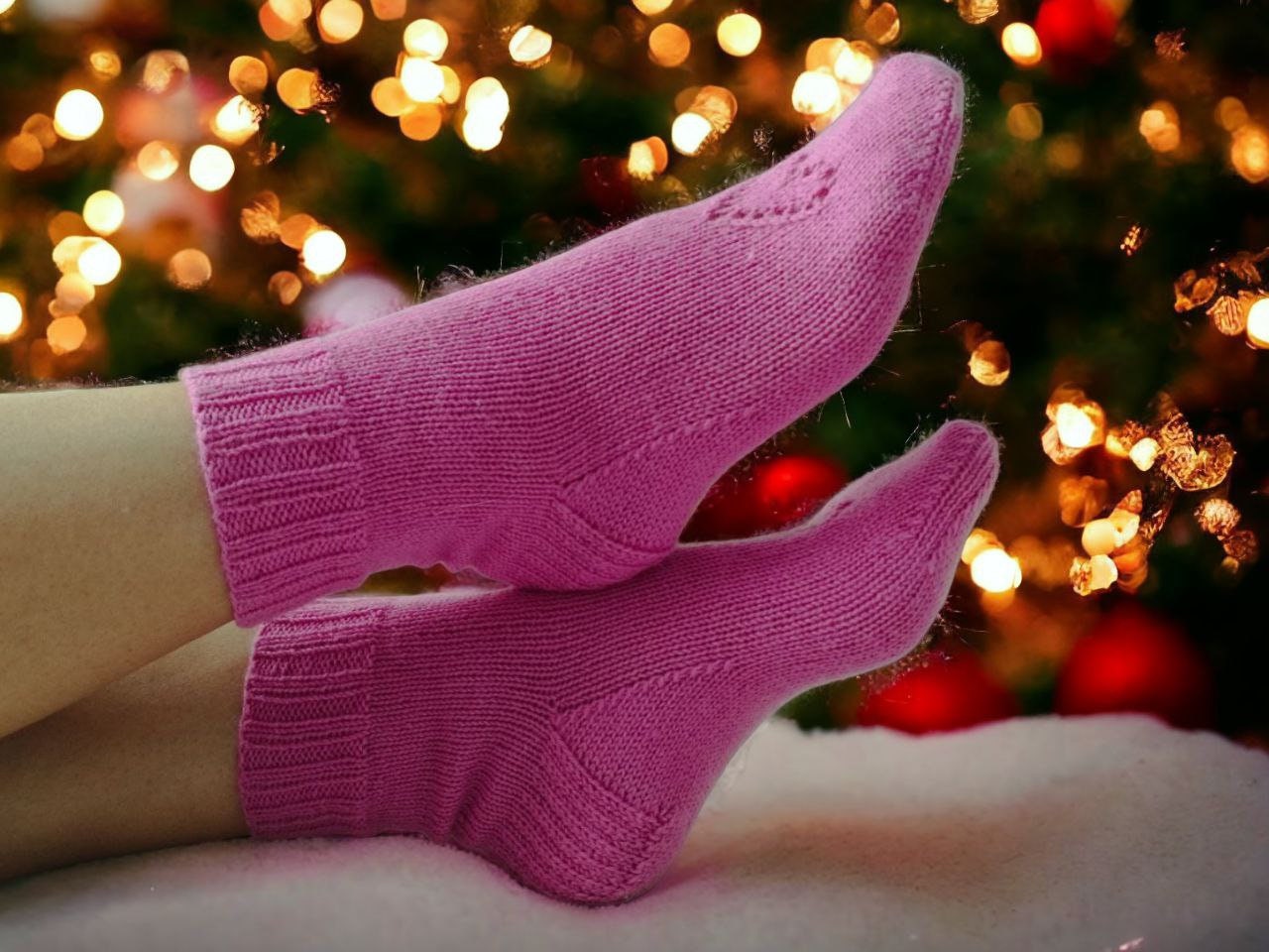Hand Knitted Socks Pink Elegance With Lacy Heart Detail - Etsy
