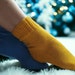 Cute Hand-knitted Mismatched Yellow and Blue Woolen Socks, Artisanal ...